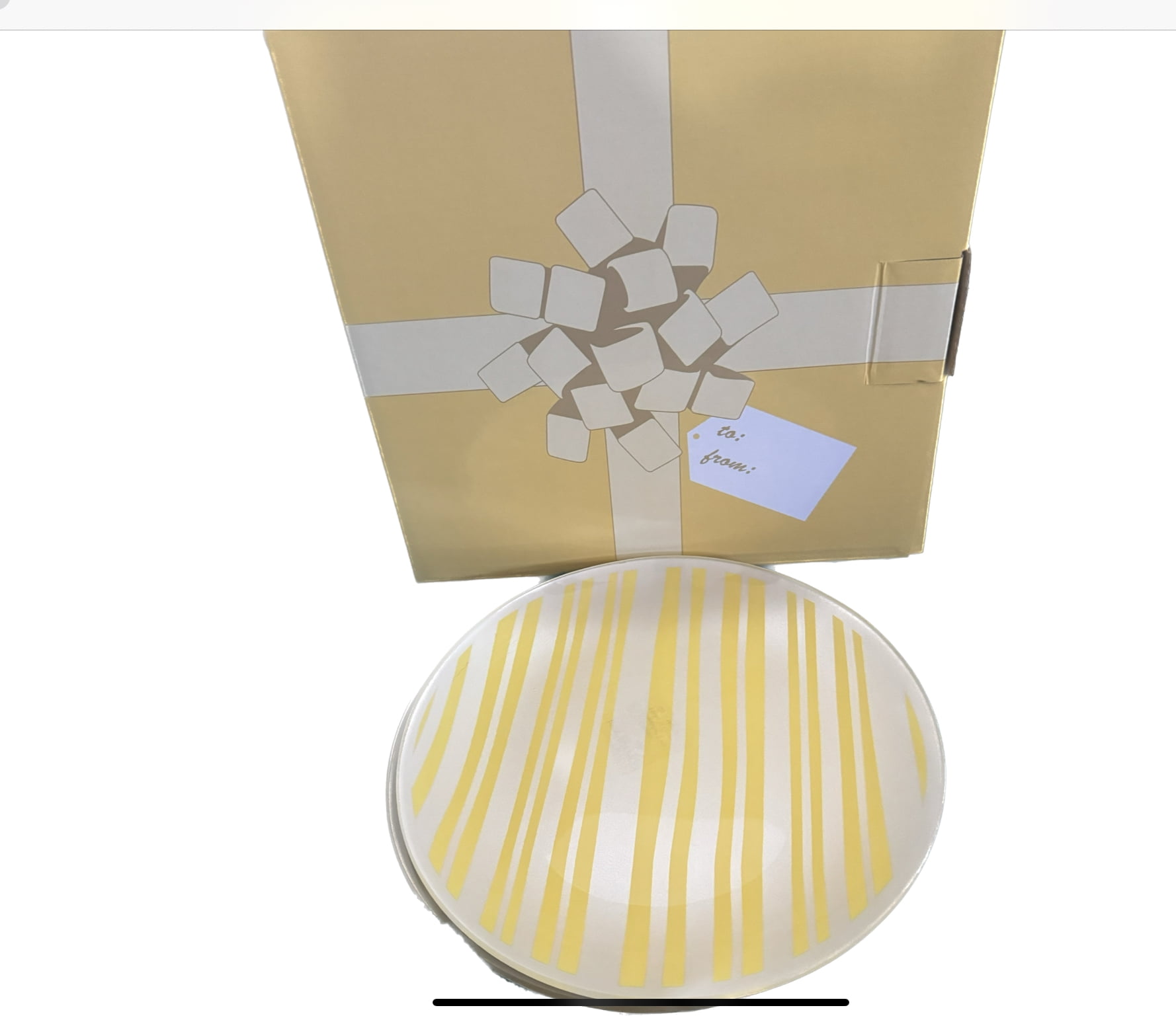 SET OF FOUR (4) Temptations Classic Yellow Stripe Dessert Plates In ...