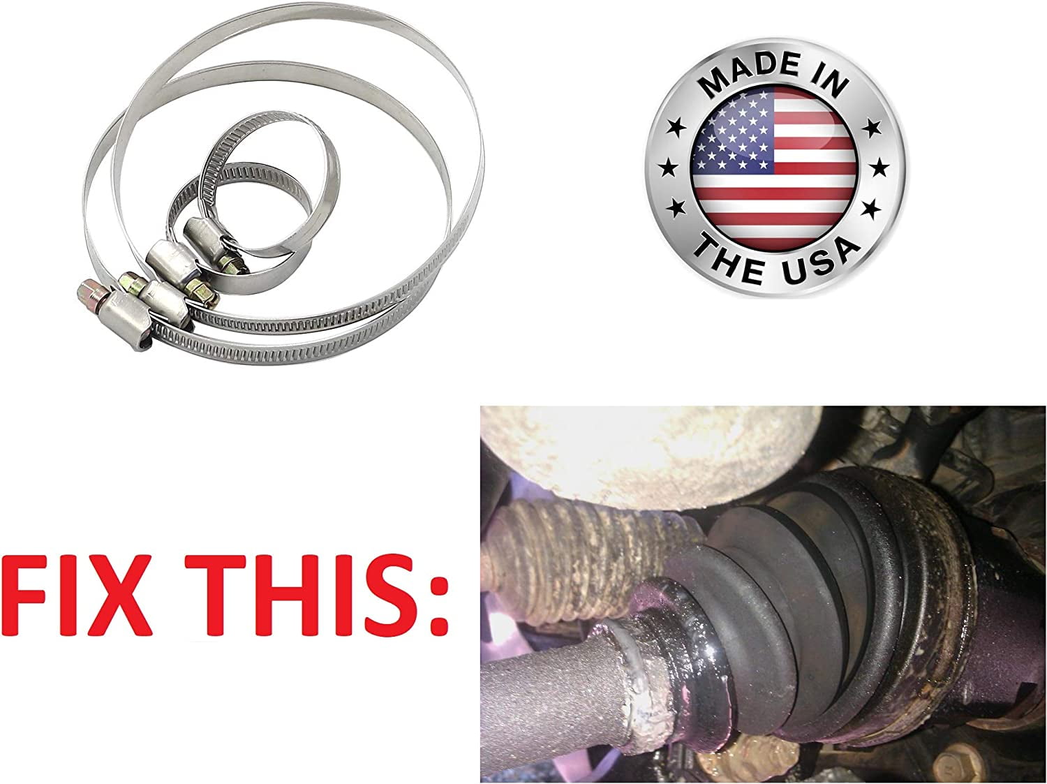 (SET OF FOUR CLAMPS) CV Axle Repair Clamps Kit for Leaking Boots after ...