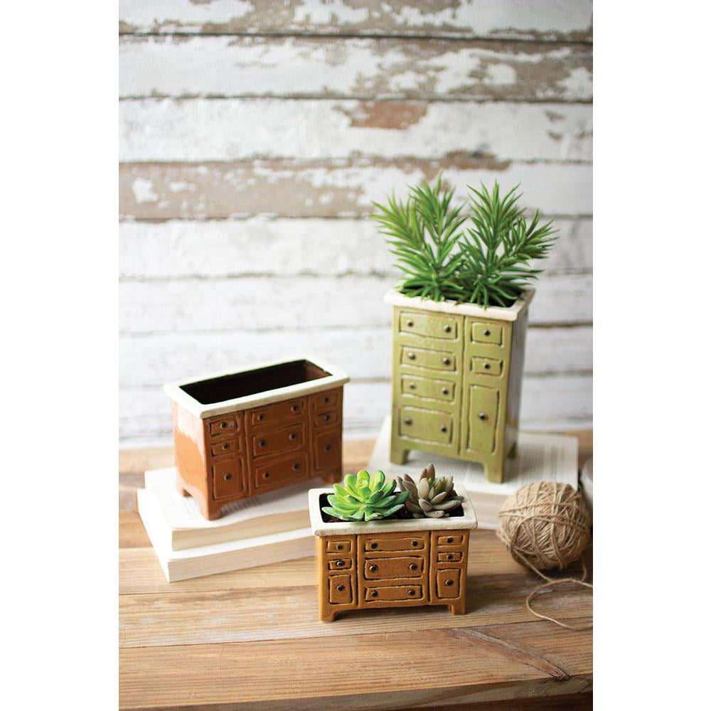 SET OF THREE CERAMIC CHEST OF DRAWERS PLANTERS - Walmart Business Supplies