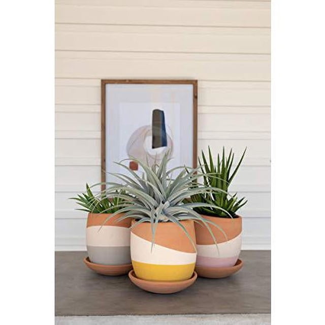 3 Color Dipped Clay Pots | Ceramic planters for nurseries - Walmart ...