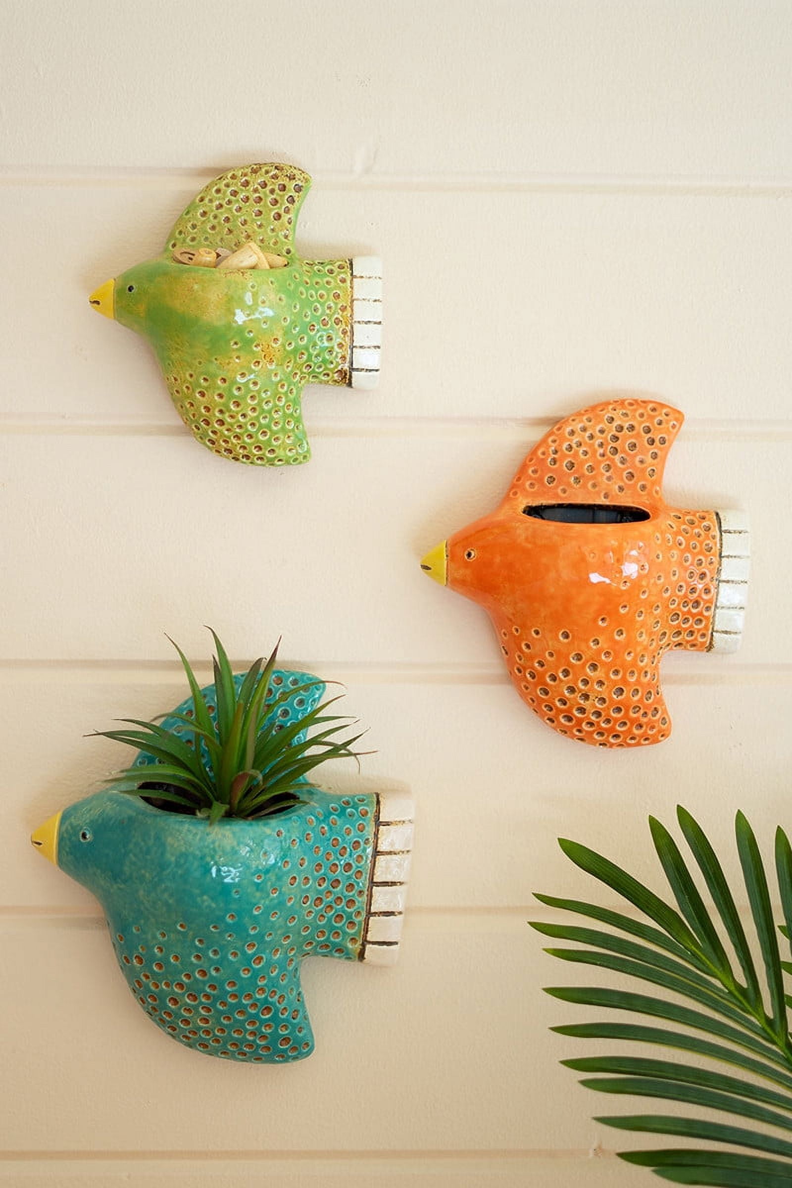 SET OF THREE COLORFUL CERAMIC BIRD WALL PLANTERS - Walmart.com