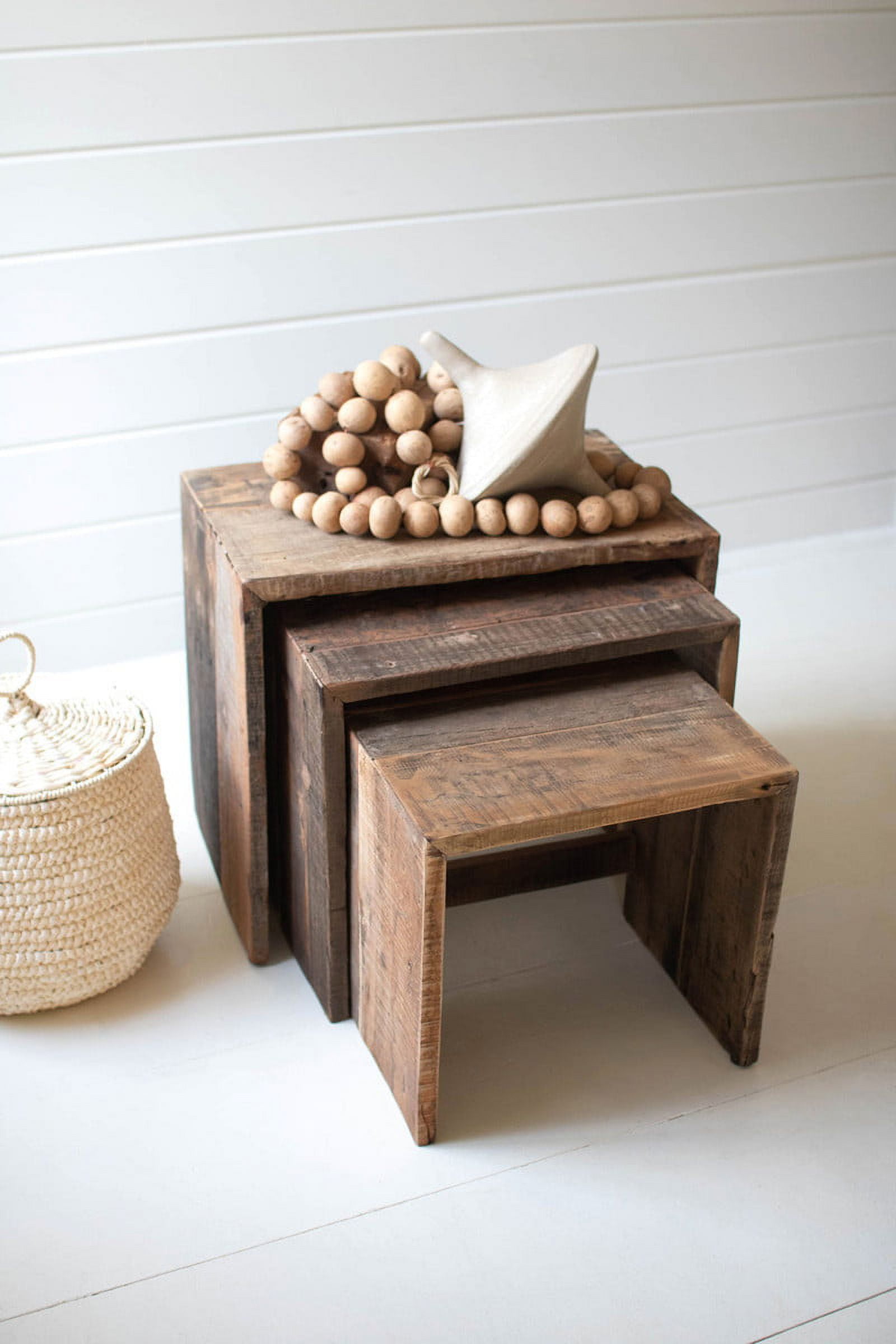 SET OF THREE RECYCLED WOOD NESTING BENCHES - Walmart.com