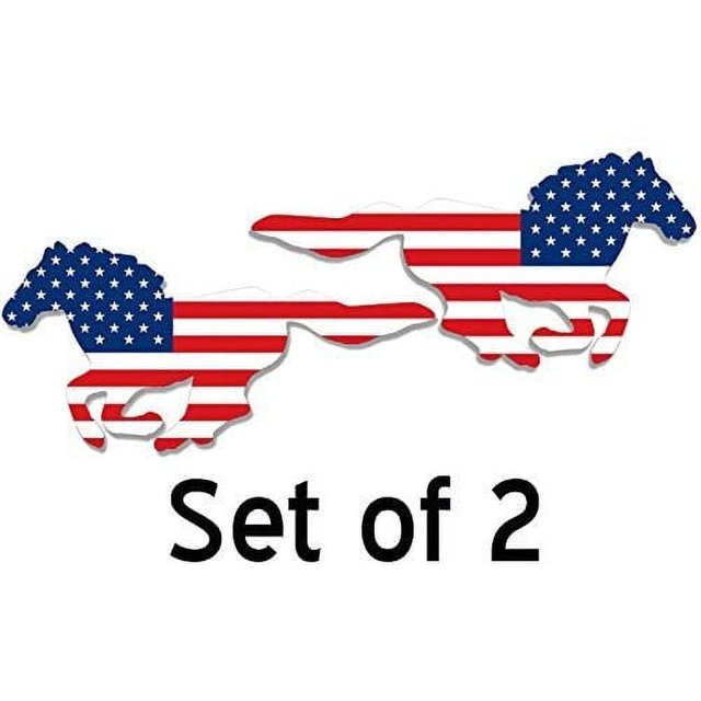 SET OF (x2) Forward-Reverse: Horse Shaped USA Flag 3M Reflective ...
