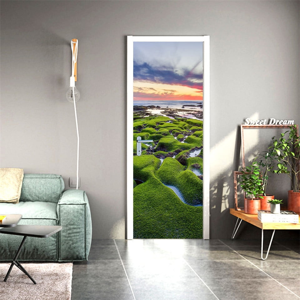 SET Seaside Door Sticker DIY Peel and Stick Wallpaper Waterproof ...
