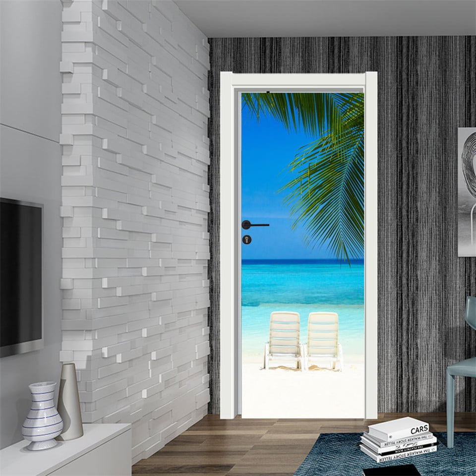SET Seaside Door Sticker DIY Peel and Stick Wallpaper Waterproof ...