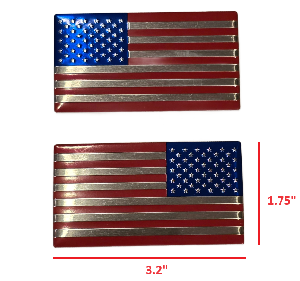(SET of TWO) 3.2" x 1.75" Red Chrome Blue Aluminum Embossed Left ...