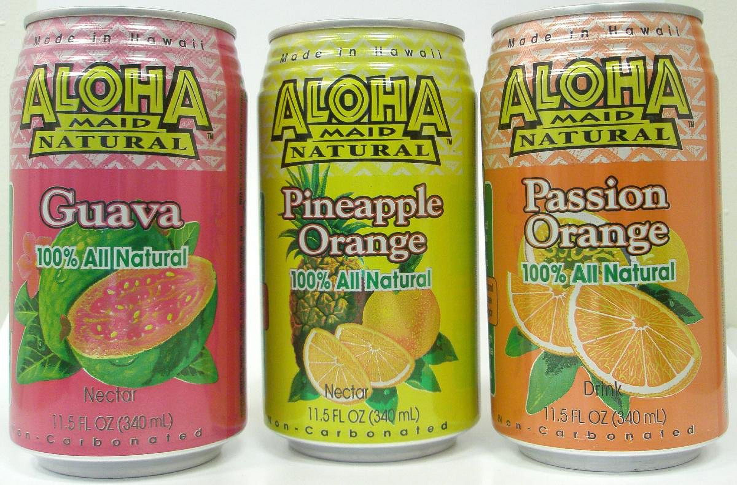 SET of 12 CANS---4 cans each of GUAVA JUICE, PASSION (Lilikoi) ORANGE ...