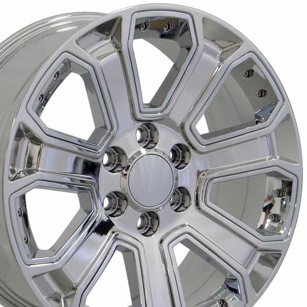 SET of 20x8.5 Wheels Fit GMC Chevy Trucks - Chevy Silverado Style Chrome Rims w/Chrome Insrts ...