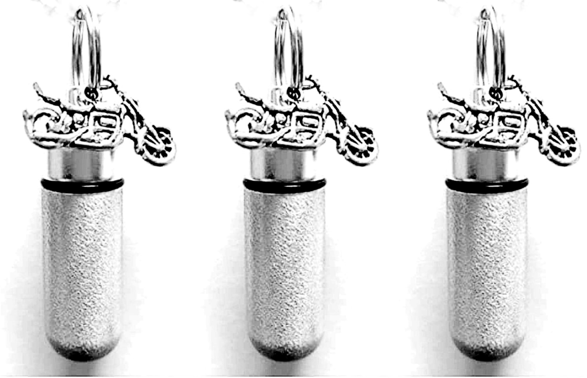 SET of THREE Brushed Silver MOTORCYCLE Personal Cremation Urns / Vials ...