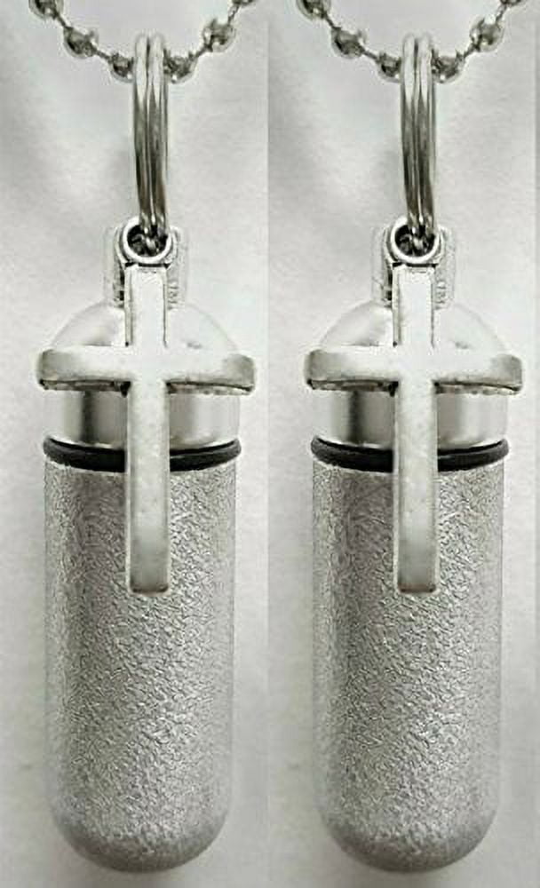 SET of TWO - Silver Cross Pill Holders - Includes Inner Vials, Velvet ...