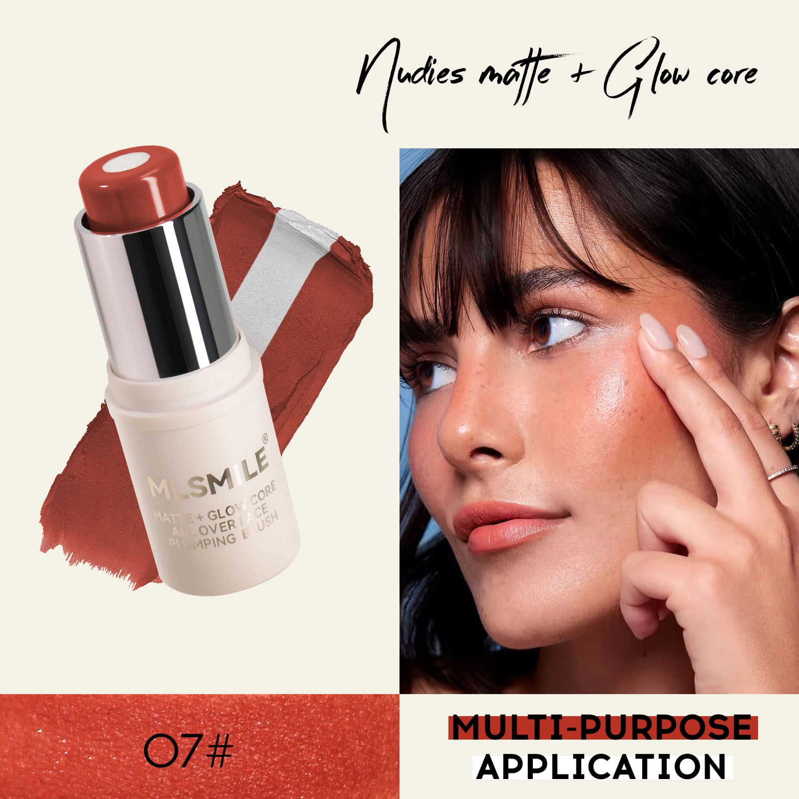 SETOOFF Cream Blush Stick Makeup for Cheeks, Natural Matte Lip and ...