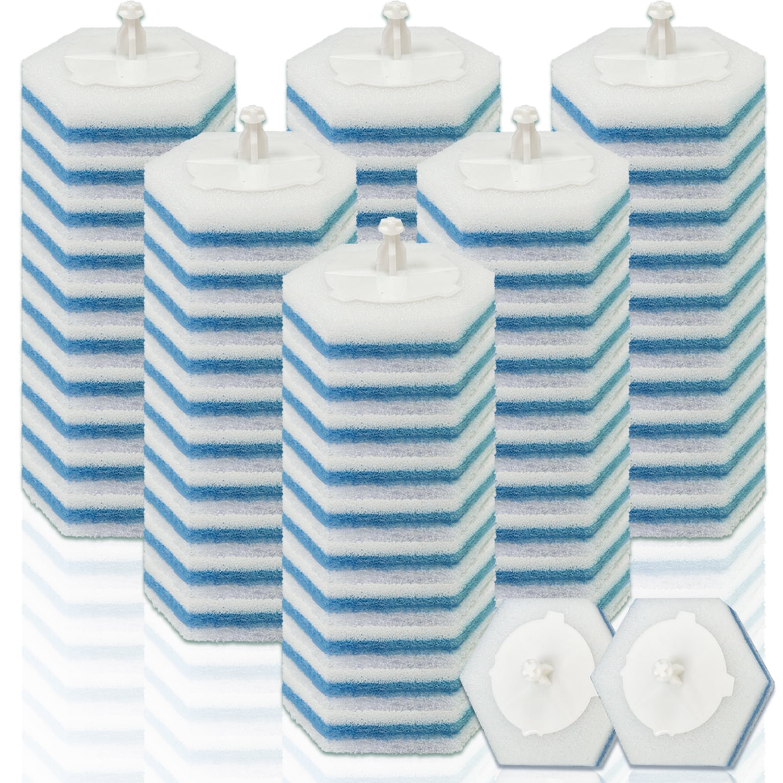 SETREX 60 Counts Disposable 6-Sided Upgrades Blue Toilet Brush Wand ...