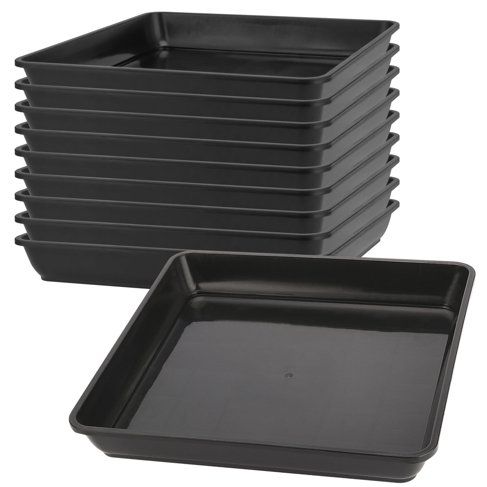 SEUNMUK 10 Pack 11 x 11 inch Black Square Plant Saucer, 1.6 inch Deep ...