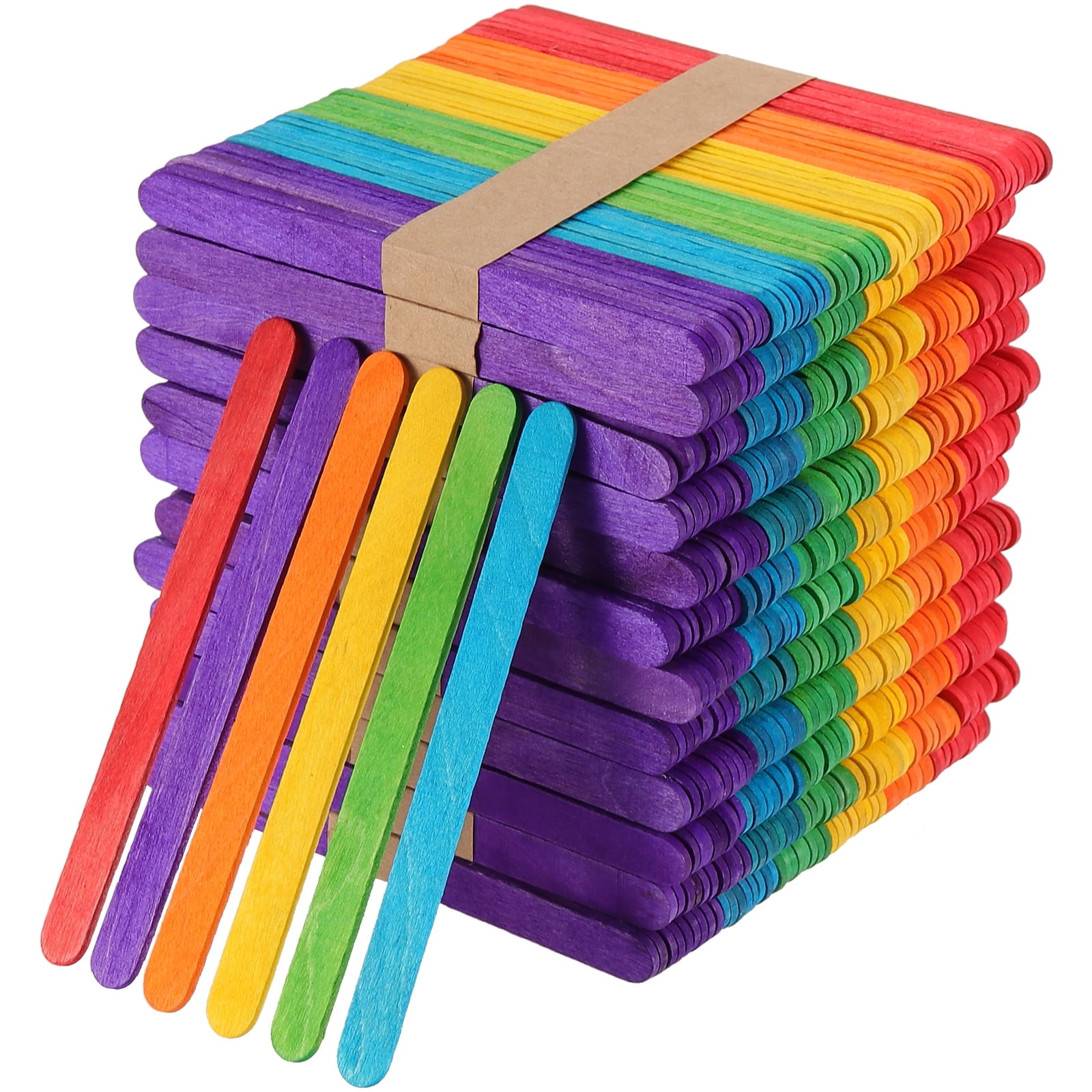 SEUNMUK 1000 Pcs 4.5 inch Colored Popsicle Sticks, Natural Rainbow ...