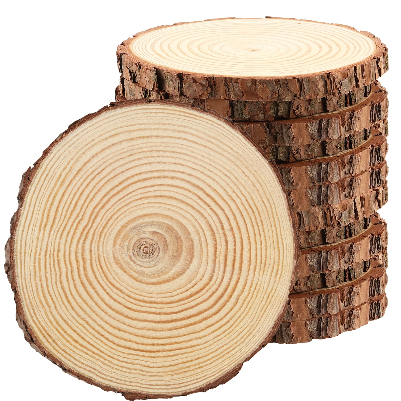 SEUNMUK 12 Pcs 6-7 inch Craft Wood Slices, Unfinished Natural Wooden ...