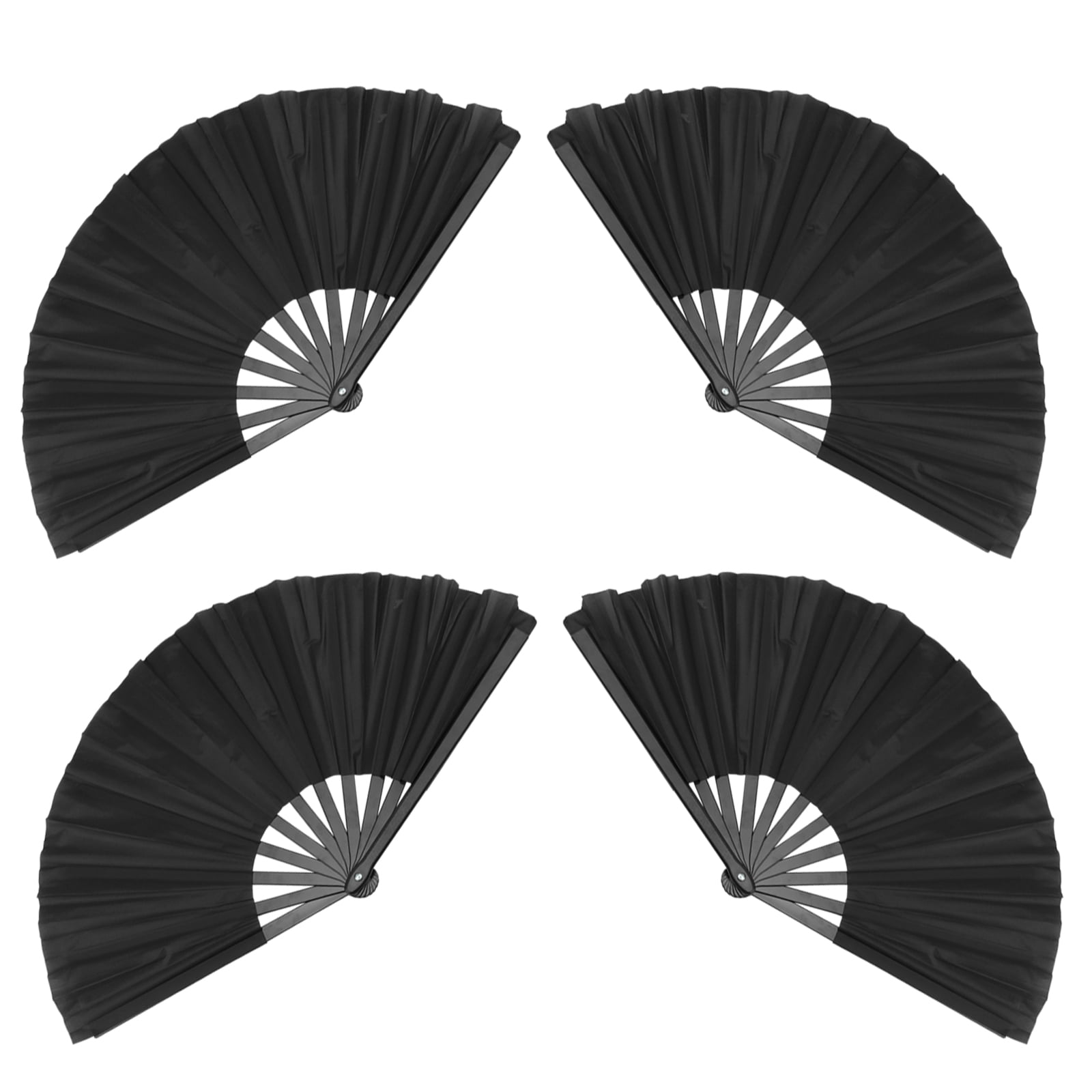 SEUNMUK 4 Pack 13 inch Large Folding Hand Fan, Nylon Cloth Handheld ...