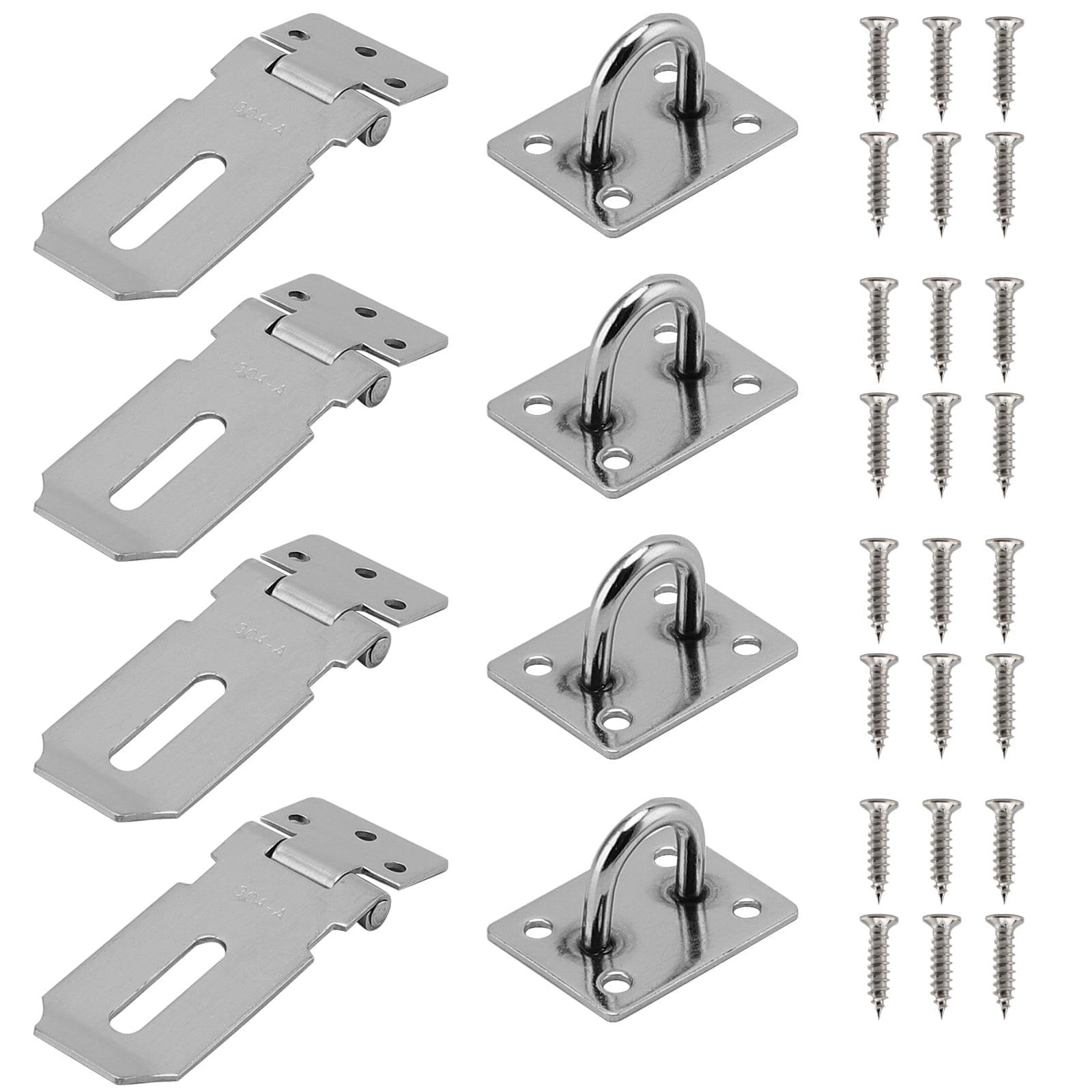 SEUNMUK 4 Pcs Silver Door Hasp Latch, 4 inch Stainless Steel Padlock ...