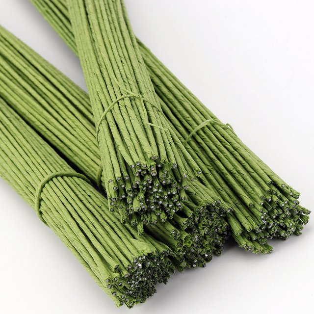 SEUNMUK 400 Pcs 15.7 Inch Craft Metal Florist Stem Wire, 14 Gauge Green ...