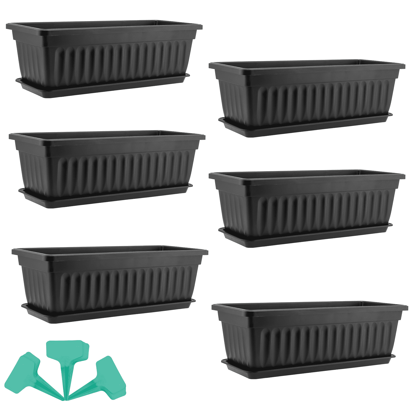 SEUNMUK 6 Pack 17 Inch Black Flower Window Plant Box, Plastic ...
