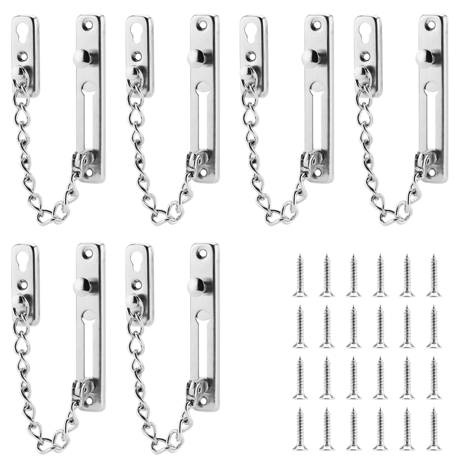 SEUNMUK 6 Pack 7.7 Inch Door Chain Lock, Stainless Steel Chain Latch ...