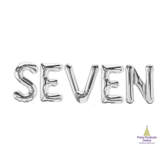 SEVEN Letter Balloon Banner - Gold, Rose Gold and Silver 7th Party ...