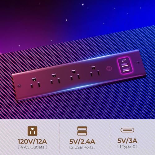 SEVEN WARRIOR L Shaped Gaming Desk with LED Lights & Power Outlets, 43 ...