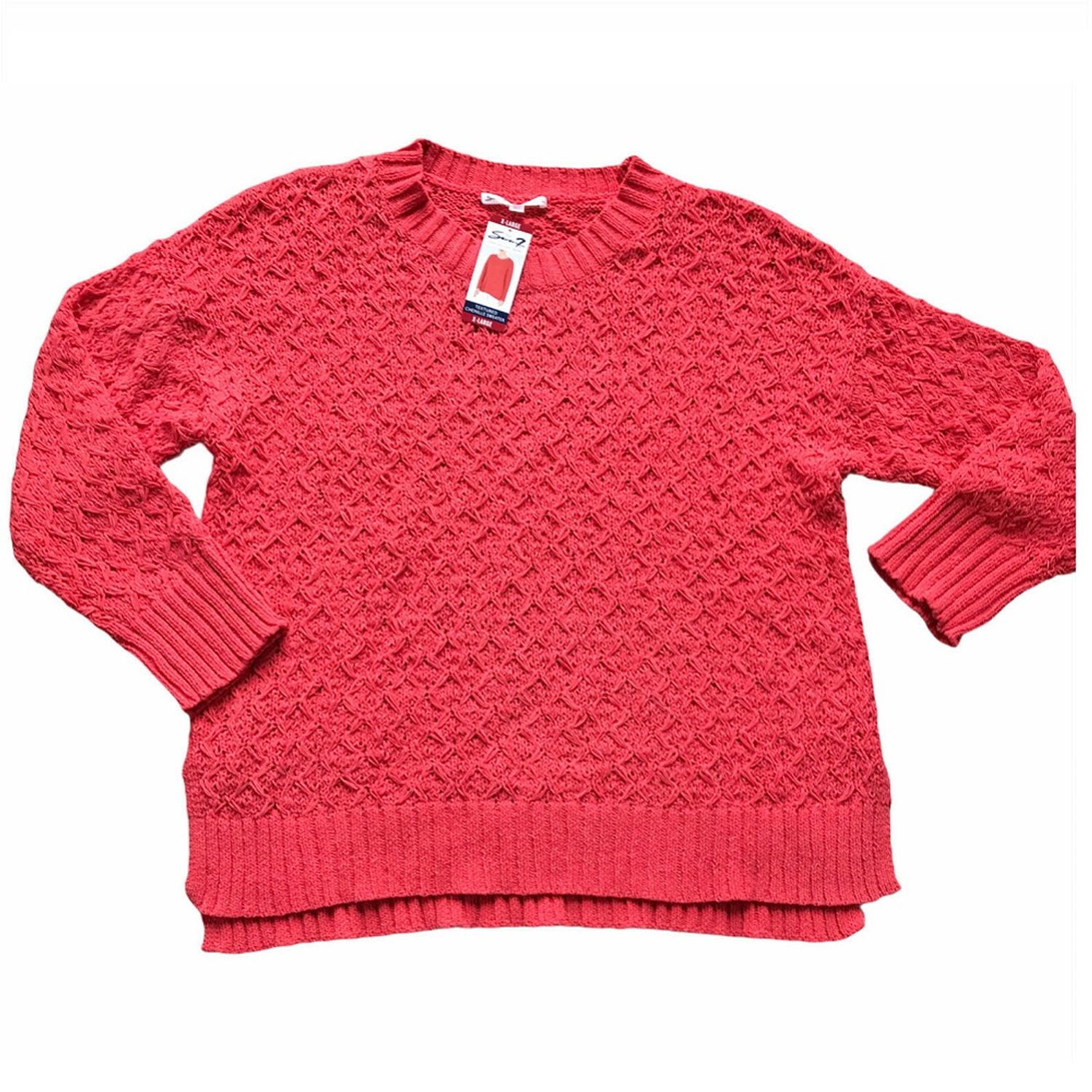 SEVEN7 Ladies Textured Soft Cozy Loose Knit Chenille Pullover Sweater ...