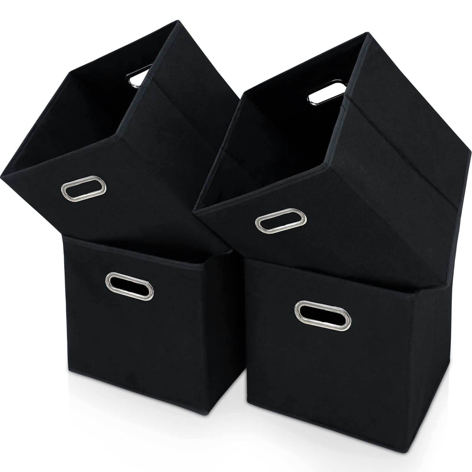 SEVENDOME Black Fabric Storage Bins Cube,11x11x11 Fabric Cubby ...