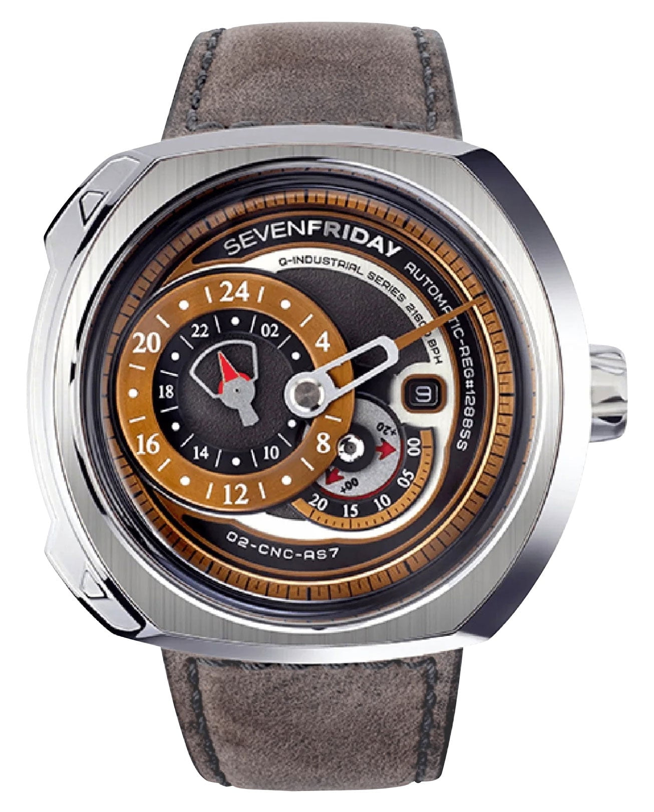 SEVENFRIDAY Q-Series Automatic Stainless Steel Gold/Brown Dial Gray ...
