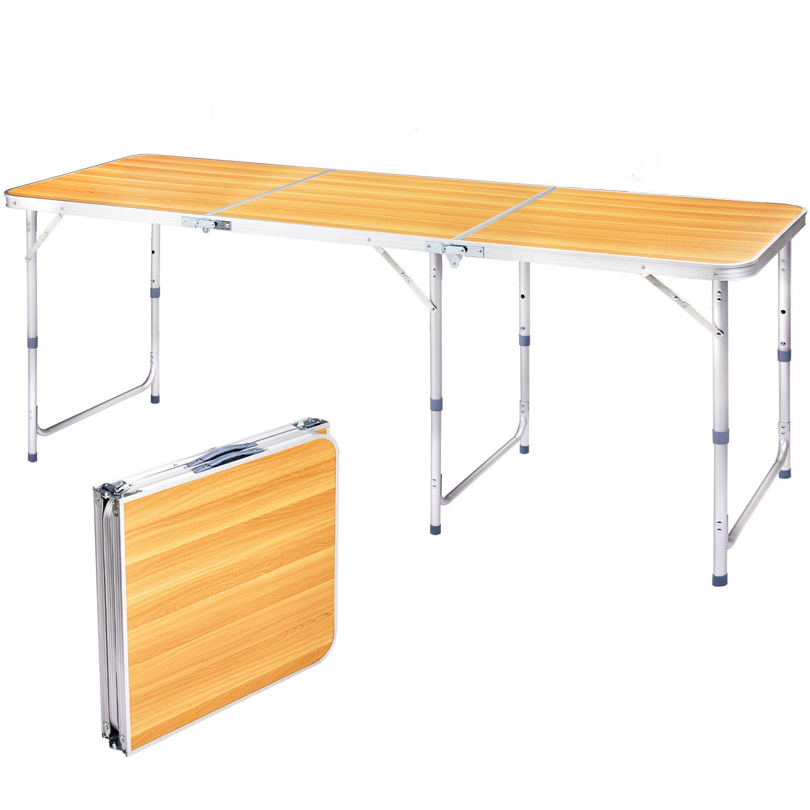 SEVENTHREE 6ft Folding Camping Table with Carry Handle,Portable Utility ...
