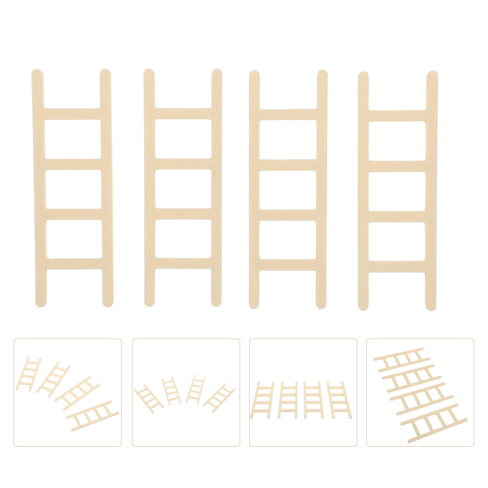 SEWACC 4Pcs Mini House Ladder Miniature Wooden Ladders for Creative ...