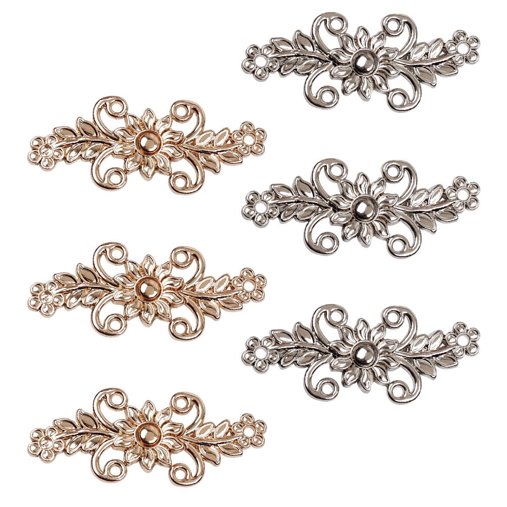 SEWACC 6Pcs Zinc Alloy Cheongsam Fastener Clamps Flower Design Light ...