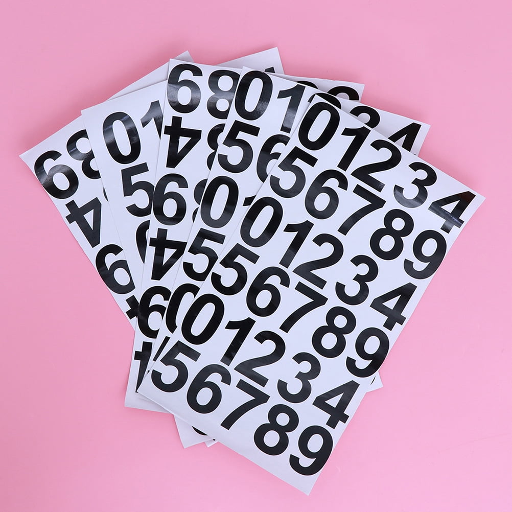 SEWACC 6Sheets Small Number Stickers for Labeling Items Black PVC ...