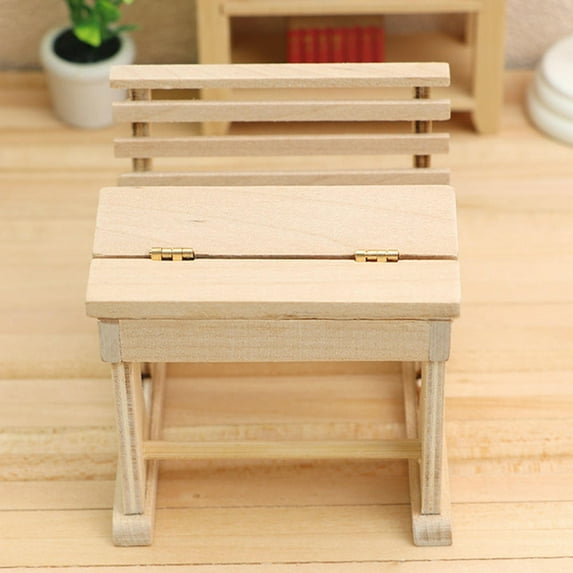 SEWACC Mini School Desk Toy Wooden Decorative Item 1 Piece For ...