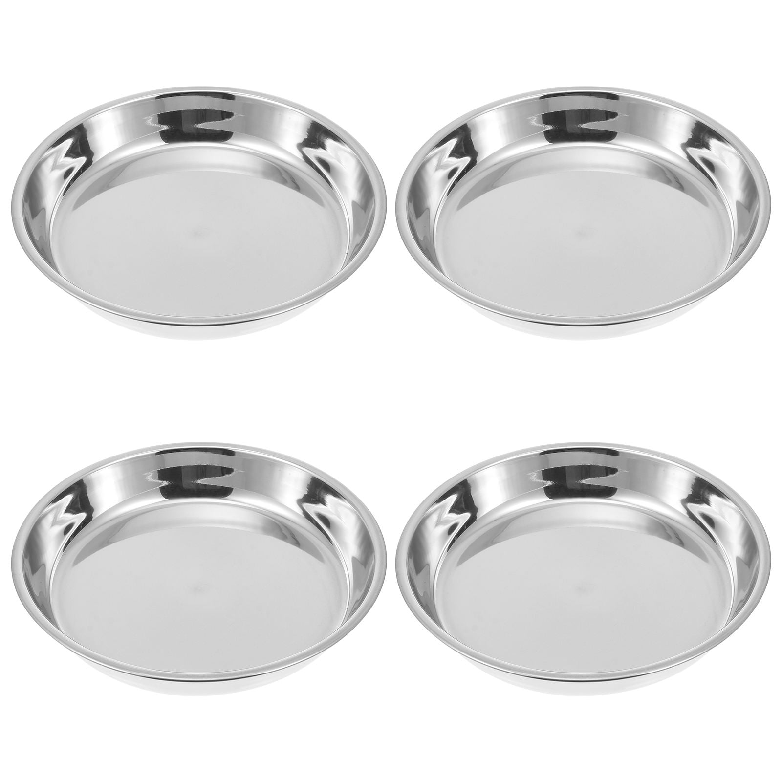 SEWACC Silver Round Stainless Steel Plate For Serving Snacks In ...