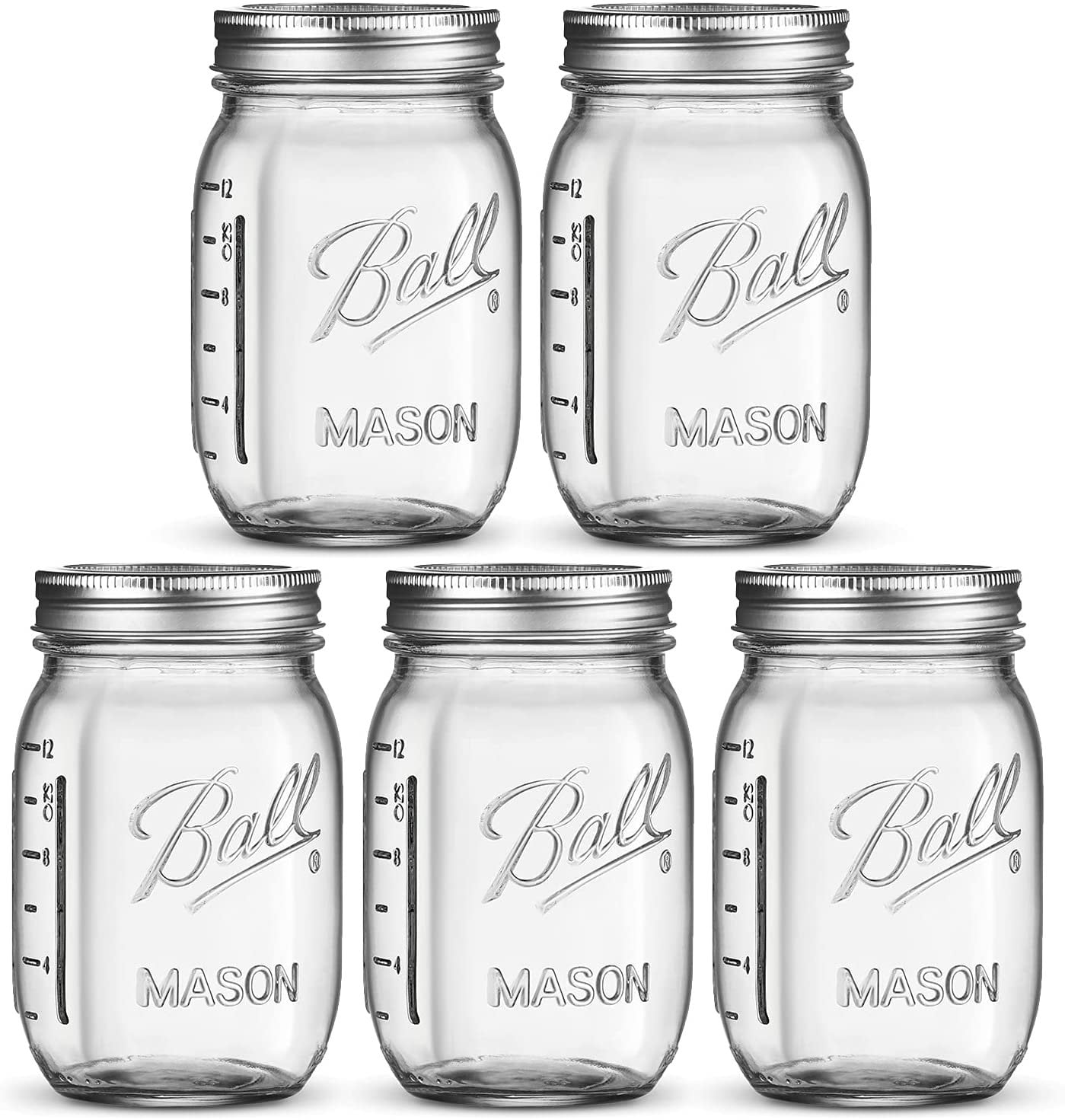 Restored SEWANTA Regular Mouth Mason Jars 16 oz [5 Pack] With mason jar ...