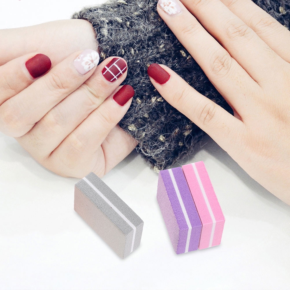 SEWCHICS 100Pcs Assorted Color Square Block Nail Files for Fingernails ...