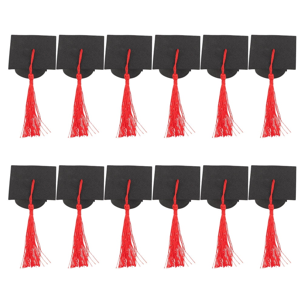 SEWCHICS Graduation Party Favors Red Paper 12pcs Cake Graduation Caps ...