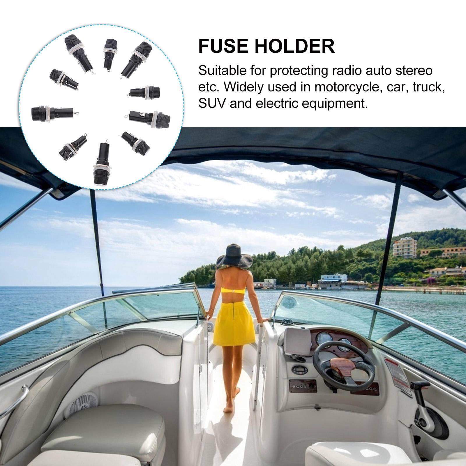 SEWCHICS Fuse Holders Panel Mount Black 16Pcs 1.4X0.6X0.6In - Walmart.com