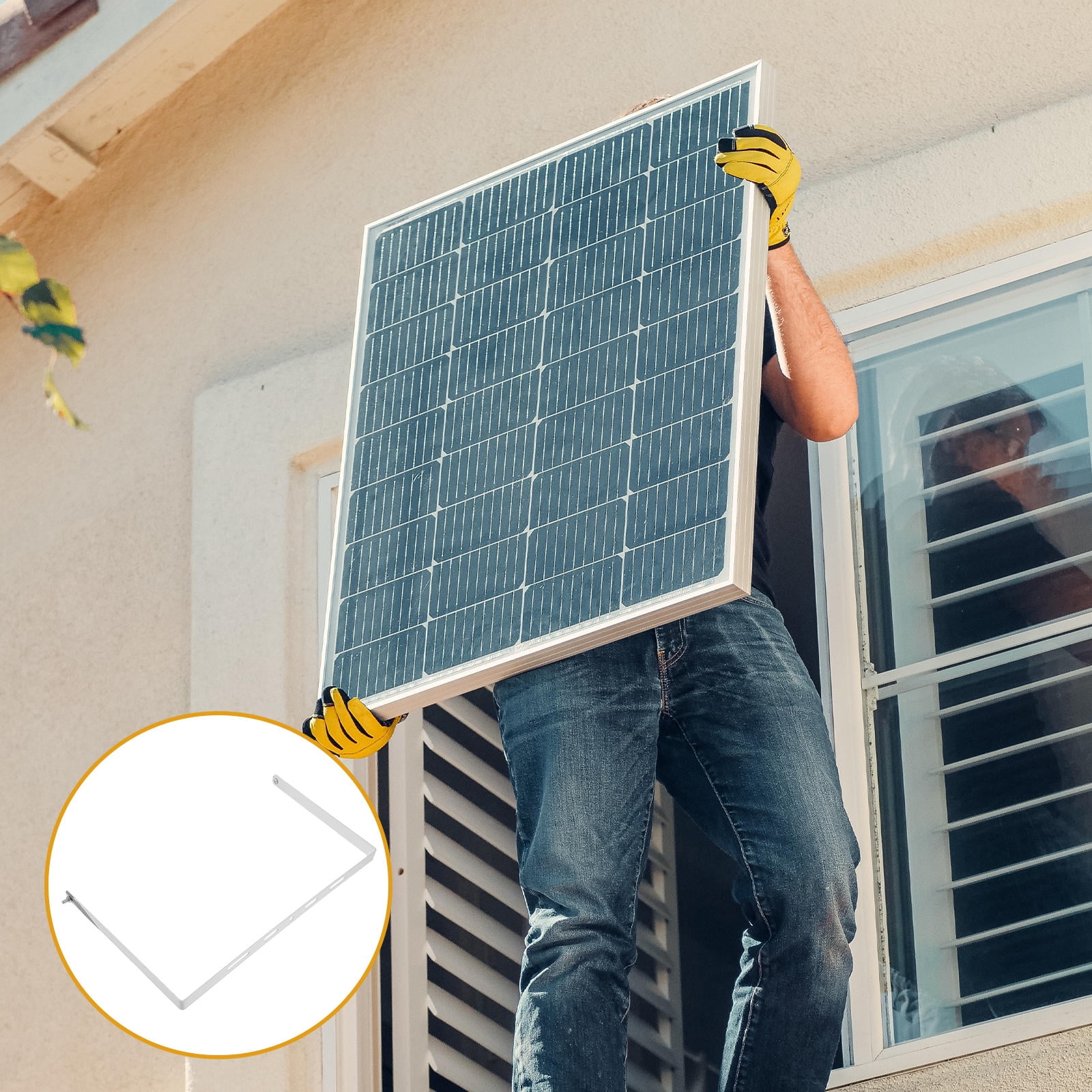 SEWCHICS 1Pack Iron Solar Panel Stand Sturdy Solar Panel Mount White ...