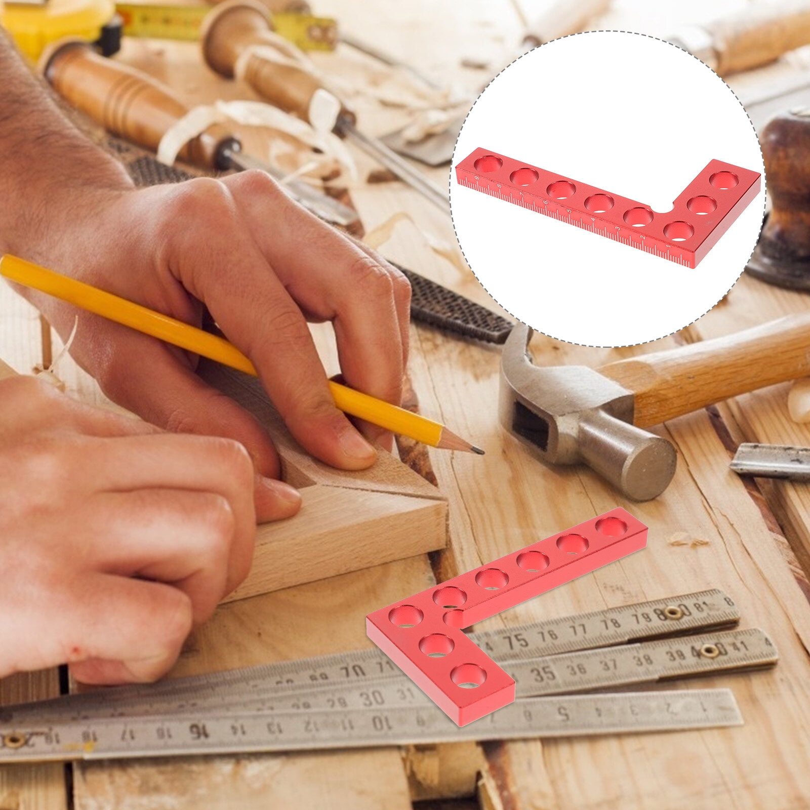 SEWCHICS 1Pack Red Aluminum Carpenter Square for Angle Checking and ...