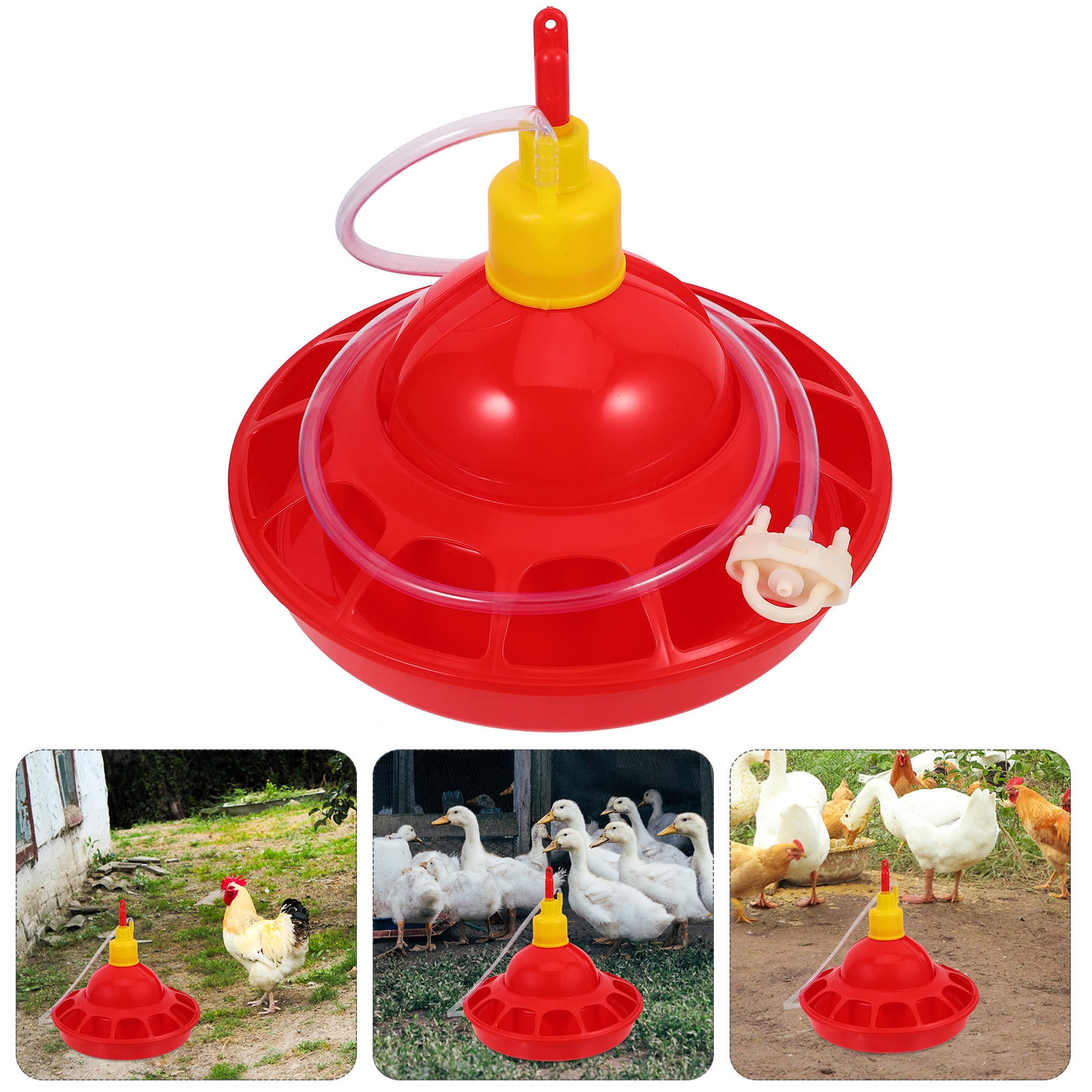SEWCHICS Waterer for Chicken Coop Poultry Feeding Device Red PP 1Set ...
