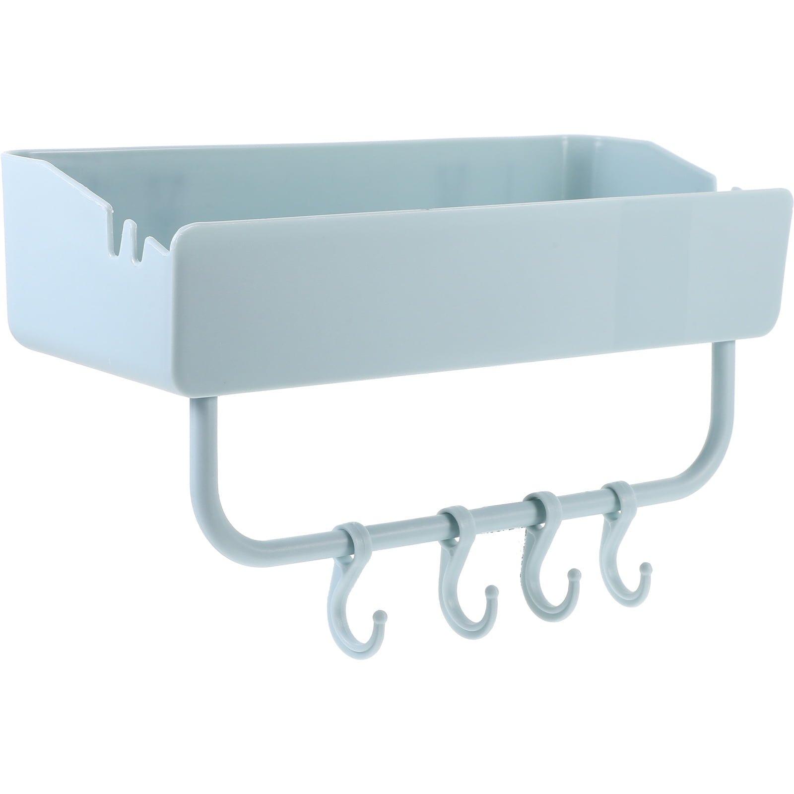 SEWCHICS Sky-Blue Plastic Bathroom Storage Rack with Hooks Multi ...