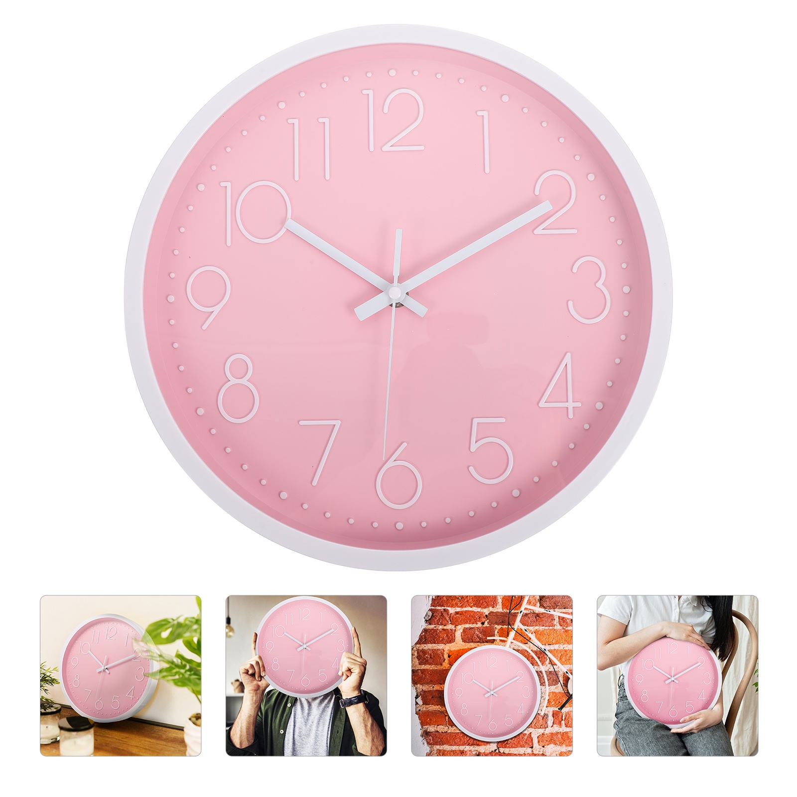 SEWCHICS 1Set Kid Clock Pink Round Silent Timekeeping For Kids Room ...