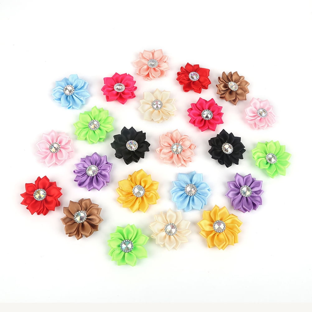 SEWCHICS 20PCS Chiffon Ruffled Fabric Flowers for Crafts Hair Clips ...