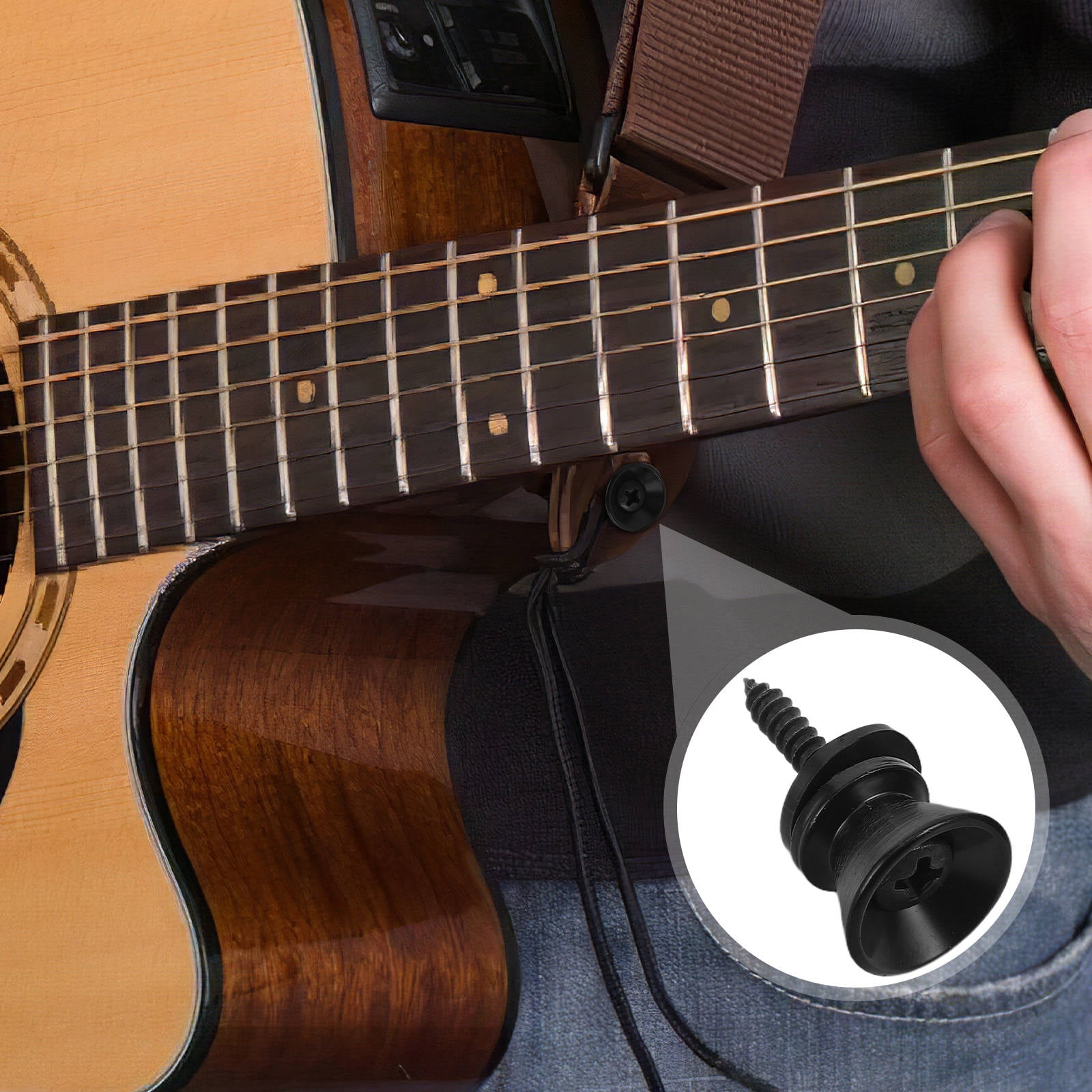 SEWCHICS 20Pcs Acoustic Guitar Strap Buttons Black Locking End Pins for ...