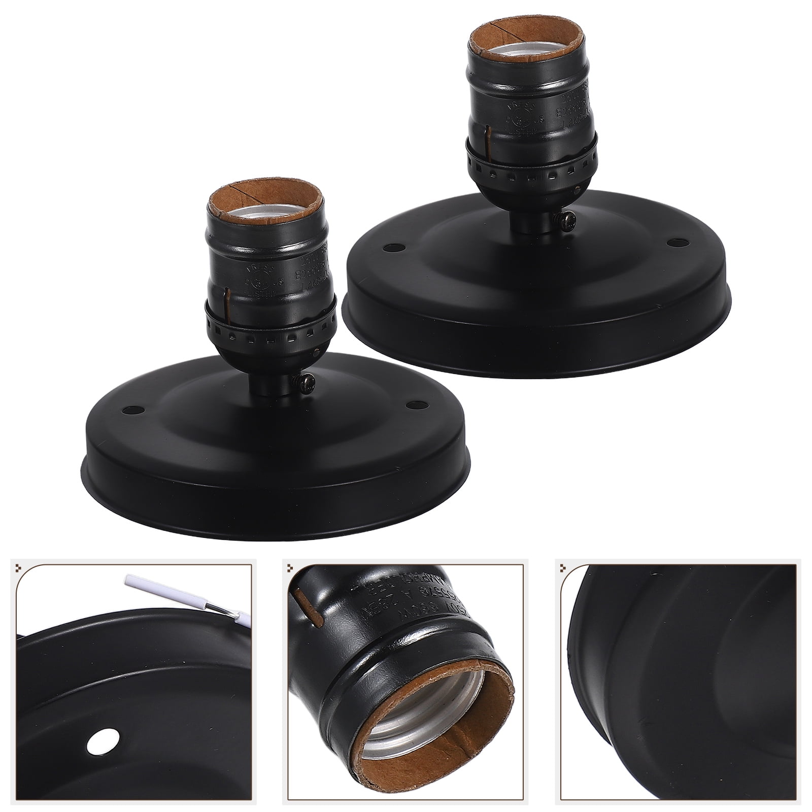 SEWCHICS 2-Pack Vintage Black Aluminum Wall Mounted Lamp Holder E26 E27 ...