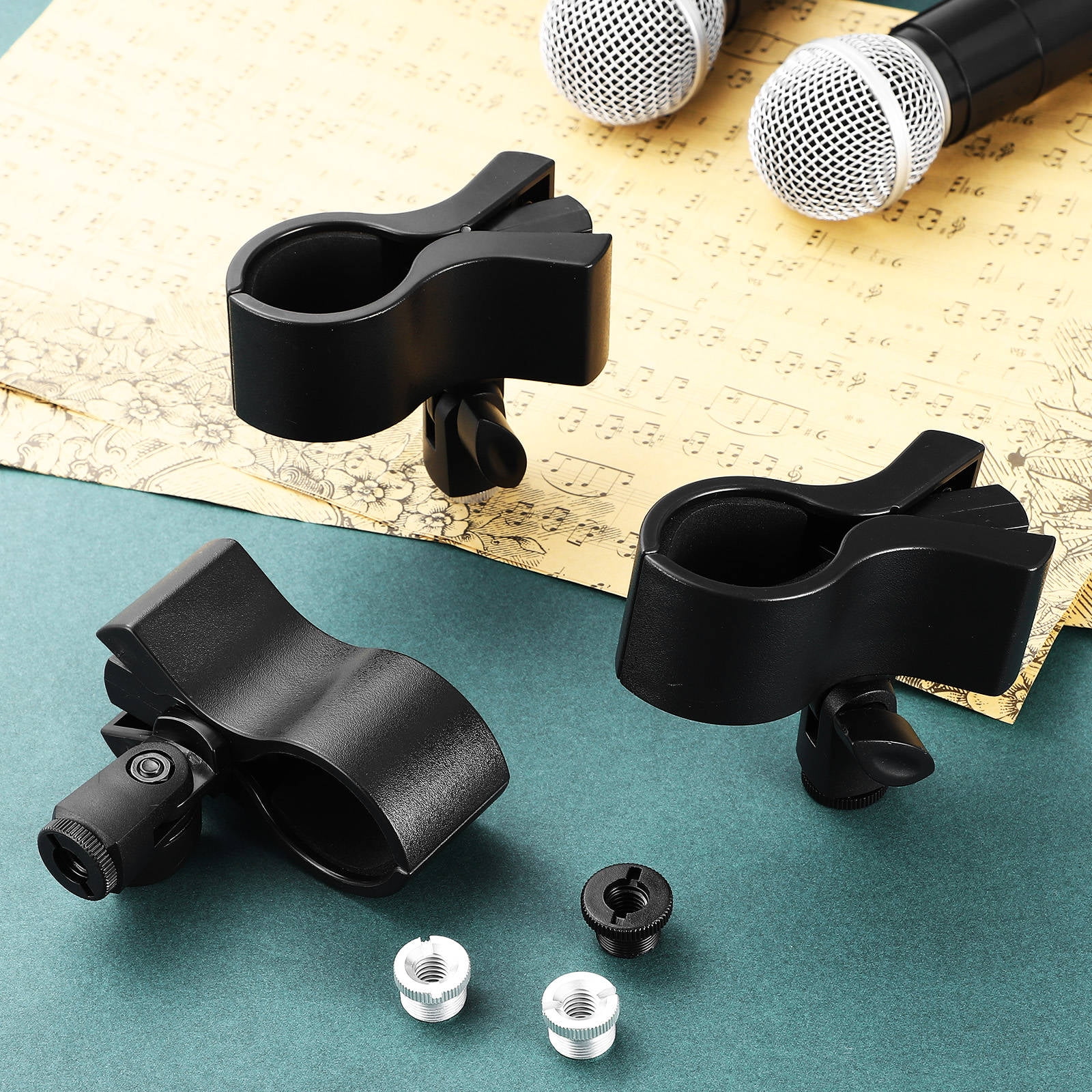 SEWCHICS 3-Pack Black ABS Plastic Microphone Clip Holders with Noise ...