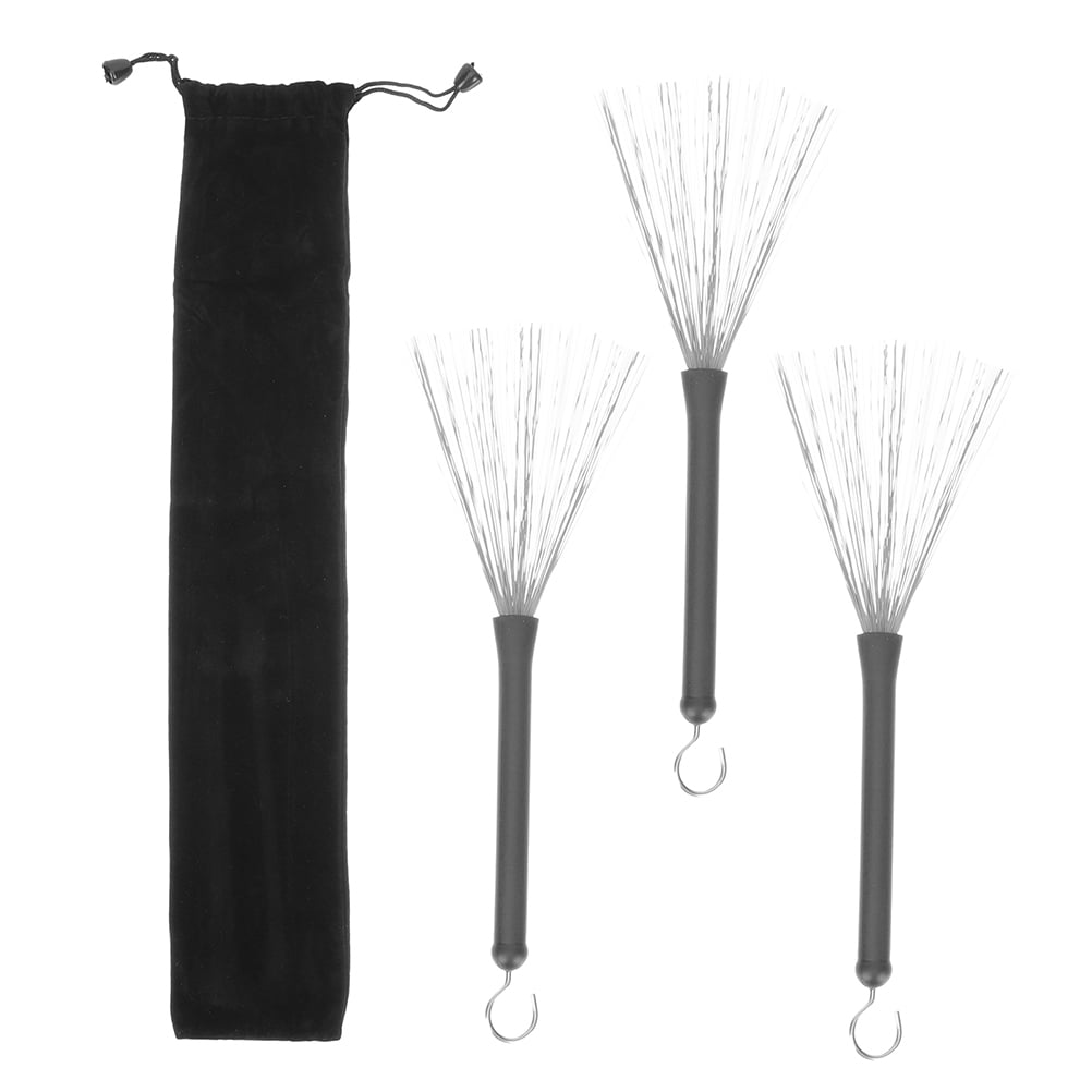 SEWCHICS 3Pcs Professional Drum Brush Set Stainless Steel Wire Balanced ...