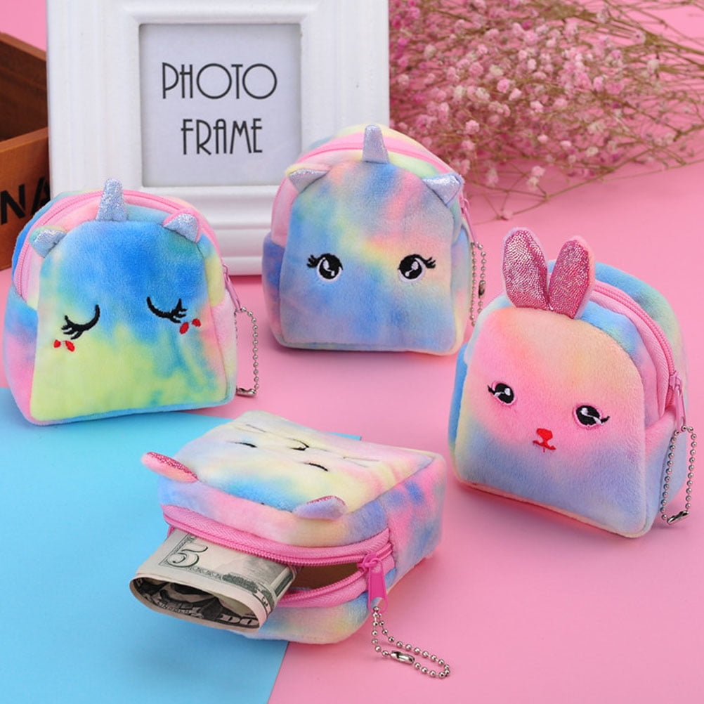 SEWCHICS 4pcs Unicorn Plush Coin Pouch Cute Cartoon Money Bags For ...